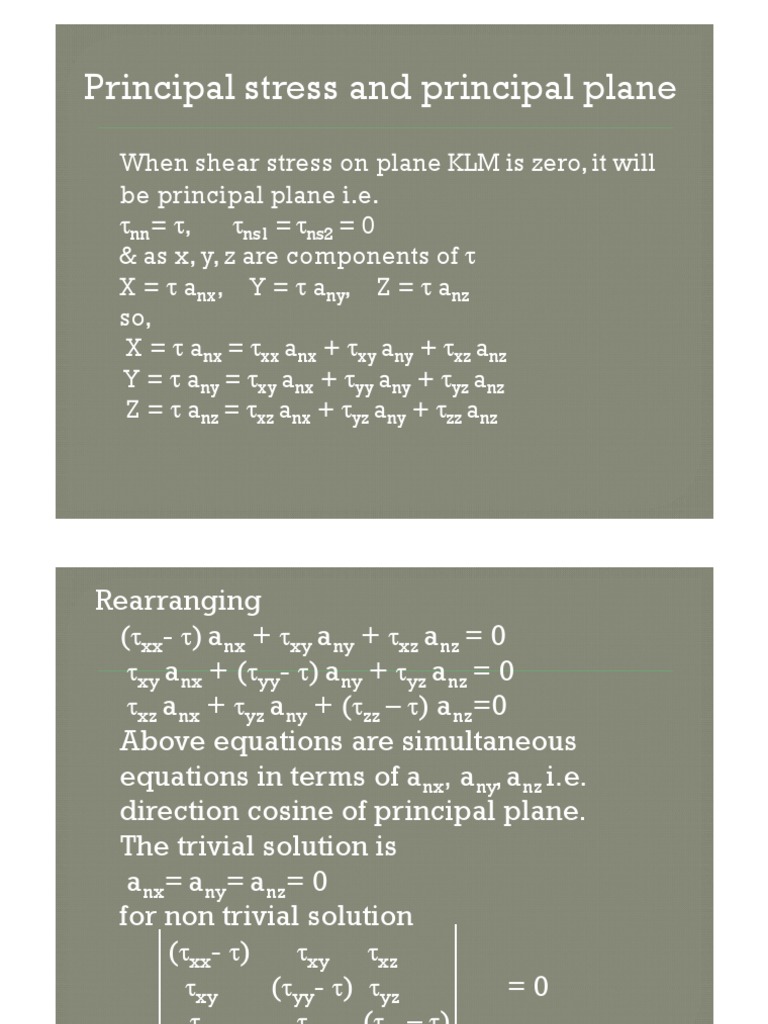 Principal Stress and Principal Plane: NN ns1 ns2 | PDF | Mathematical ...
