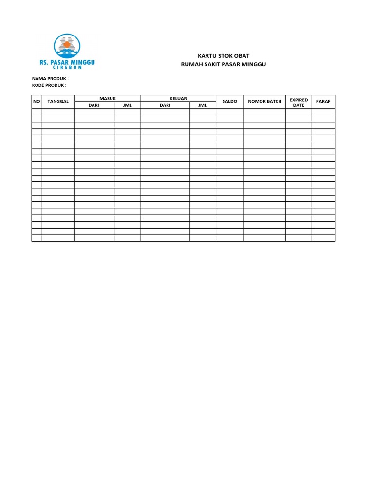 Format Kartu Stok Obat Apotek | PDF