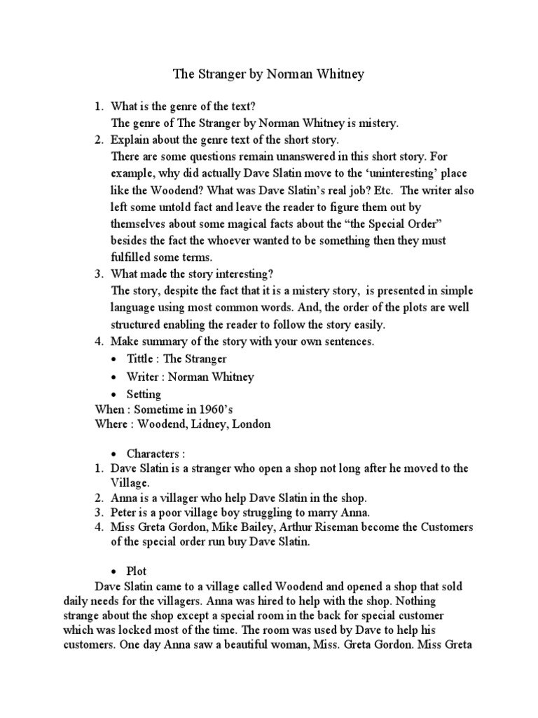 The Stranger by Norman Whitney | PDF