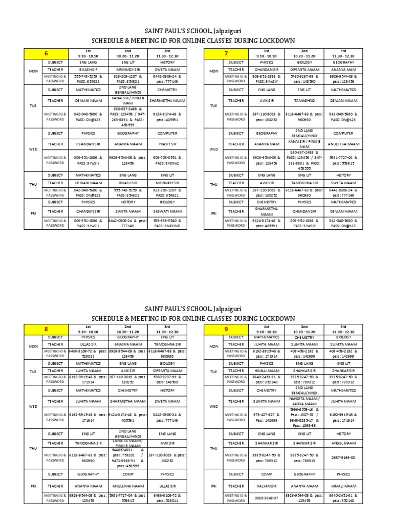 6 To 12 Schedule During Lockdown 1 | PDF | Natural Sciences | Science