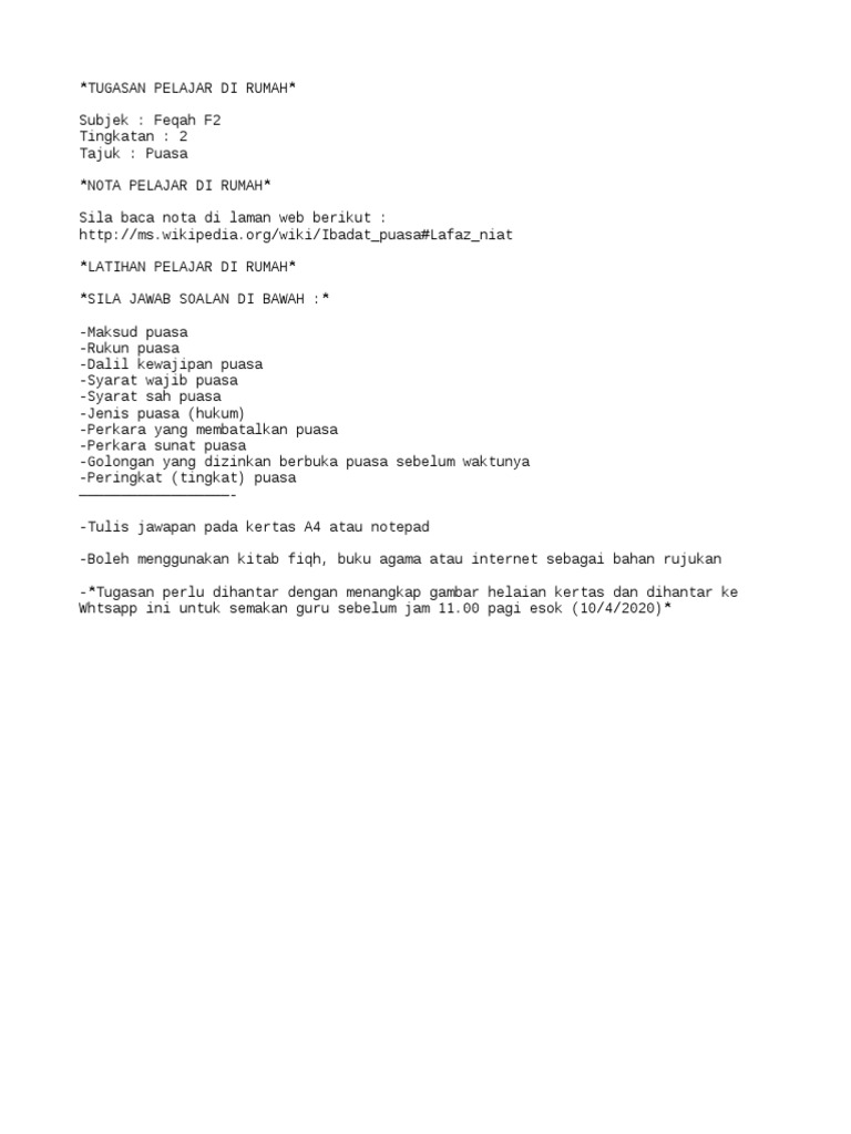 Latihan Feqah 2 Tingkatan 2 | PDF