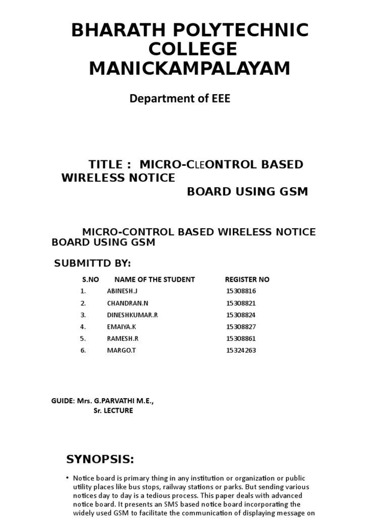 Micro Control Notice Board | PDF | Power Supply | General Packet Radio ...