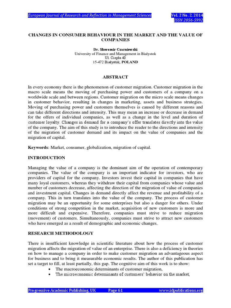 Changes in Consumer Behaviour in The Market and The Value of Companies ...