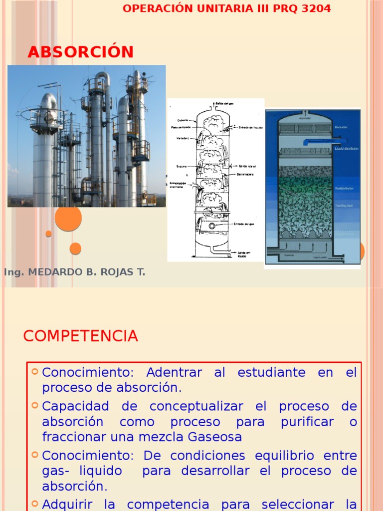 Proceso de Absorción en Ingeniería Química | PDF | Absorción (Química ...