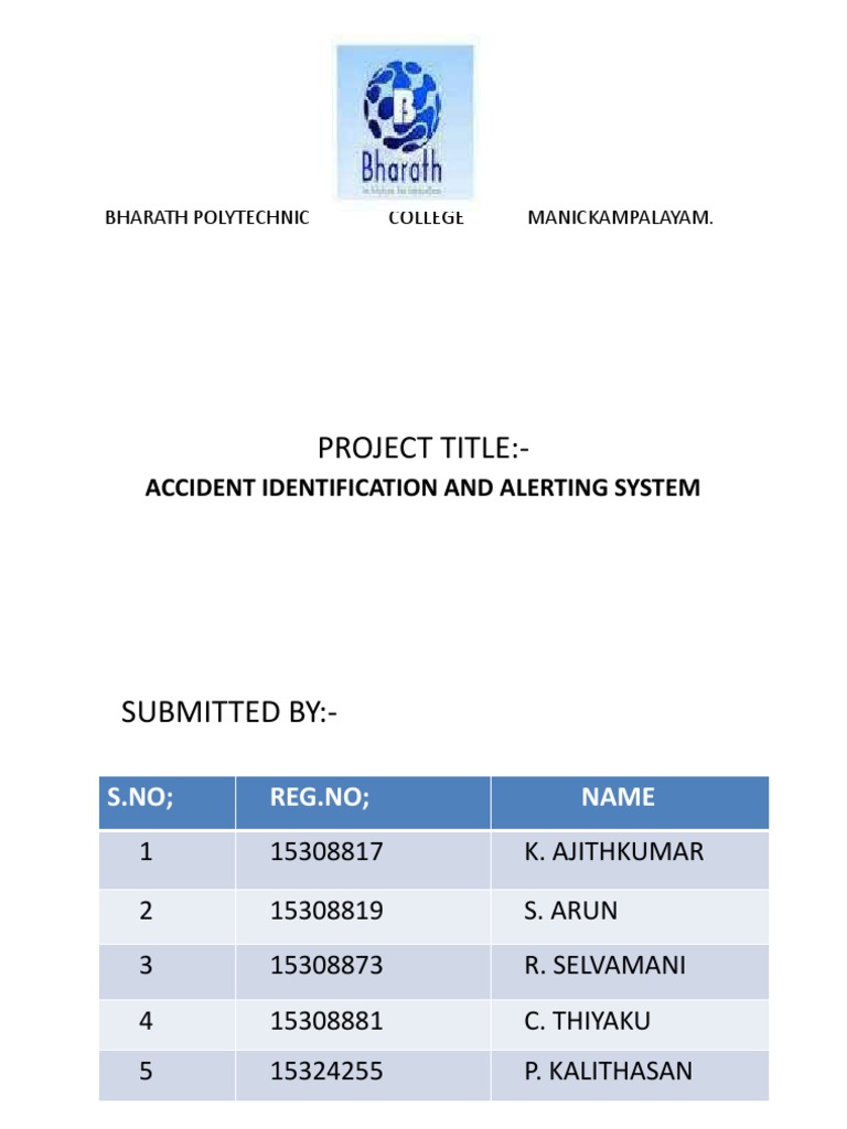 Project Title:-: Accident Identification and Alerting System | PDF ...