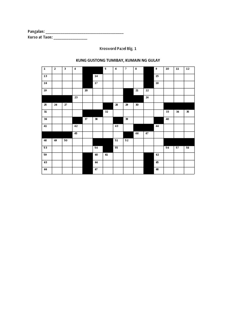Tagalog Crossword Puzzles Collection | PDF | Philippines