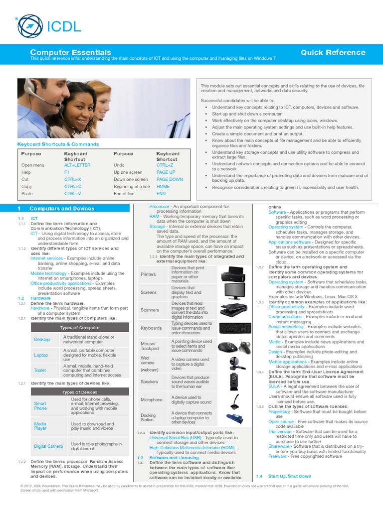 ICDL Computer Essentials QRG - v1.0 | Download Free PDF | Operating ...