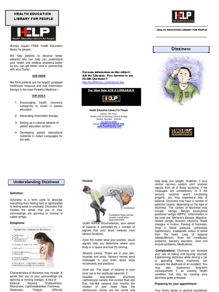 Dizziness: Health Education Library For People | PDF | Vertigo ...