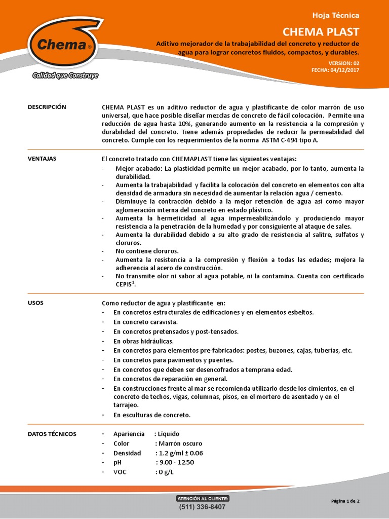 HT Chema Plast V02.2017 | PDF | Hormigón | Ingeniería de Edificación