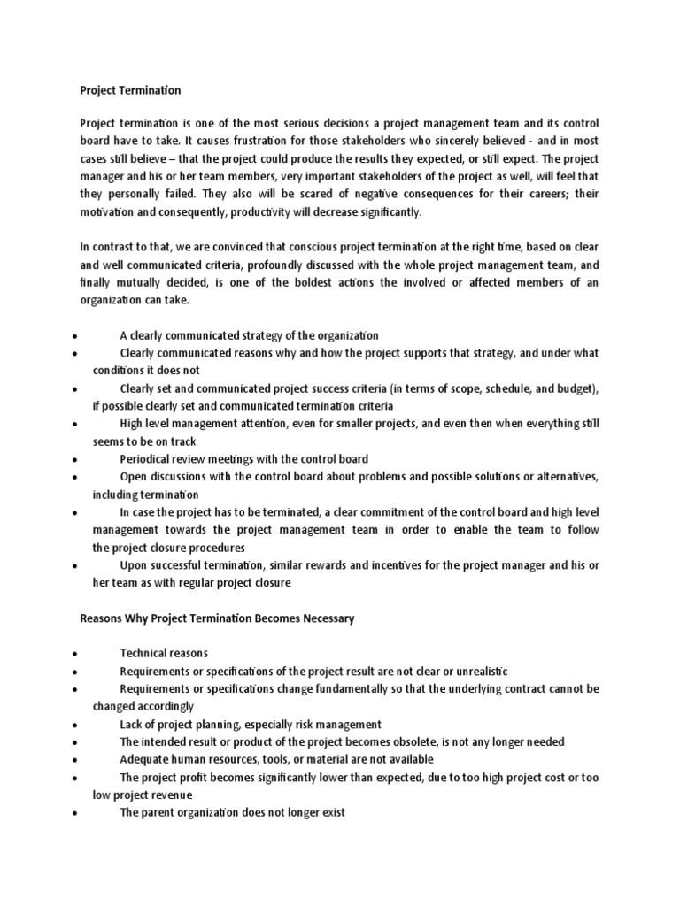 Project Termination | PDF | Project Management | Business