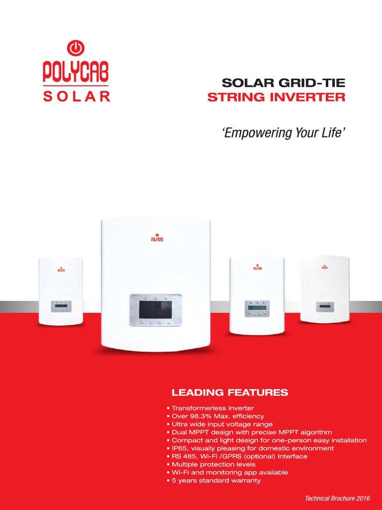 Polycab Solar 1 40kw String Inverter Datasheet India | PDF