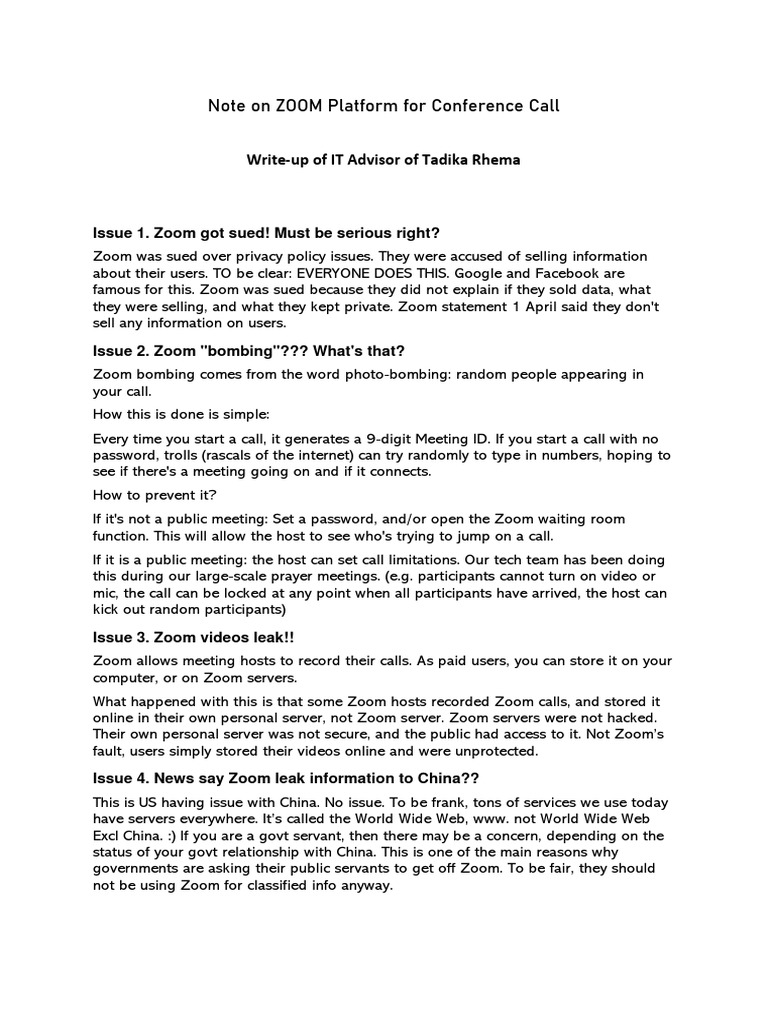 Information On The ZOOM Security Issue | PDF | World Wide Web ...