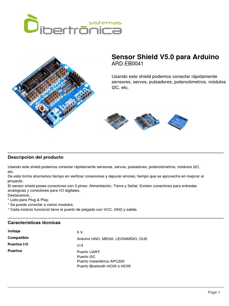 Sensor Shield V5 0 para Arduino | PDF