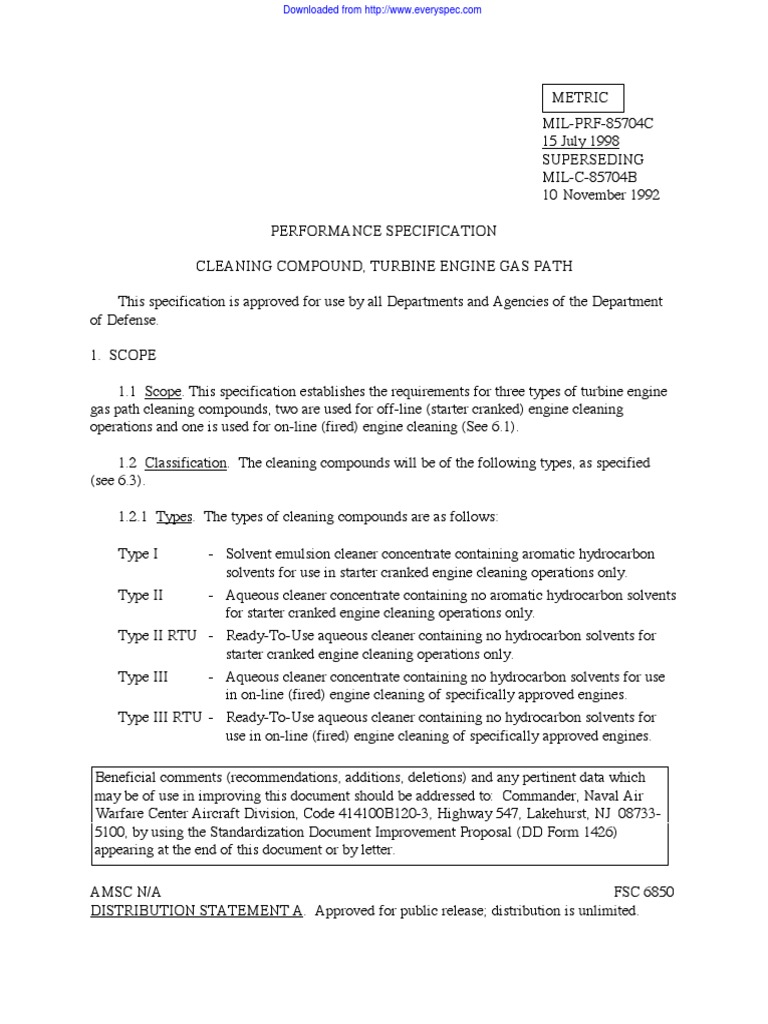 Turbine Engine Cleaning Compound Spec | PDF | Filtration | Corrosion