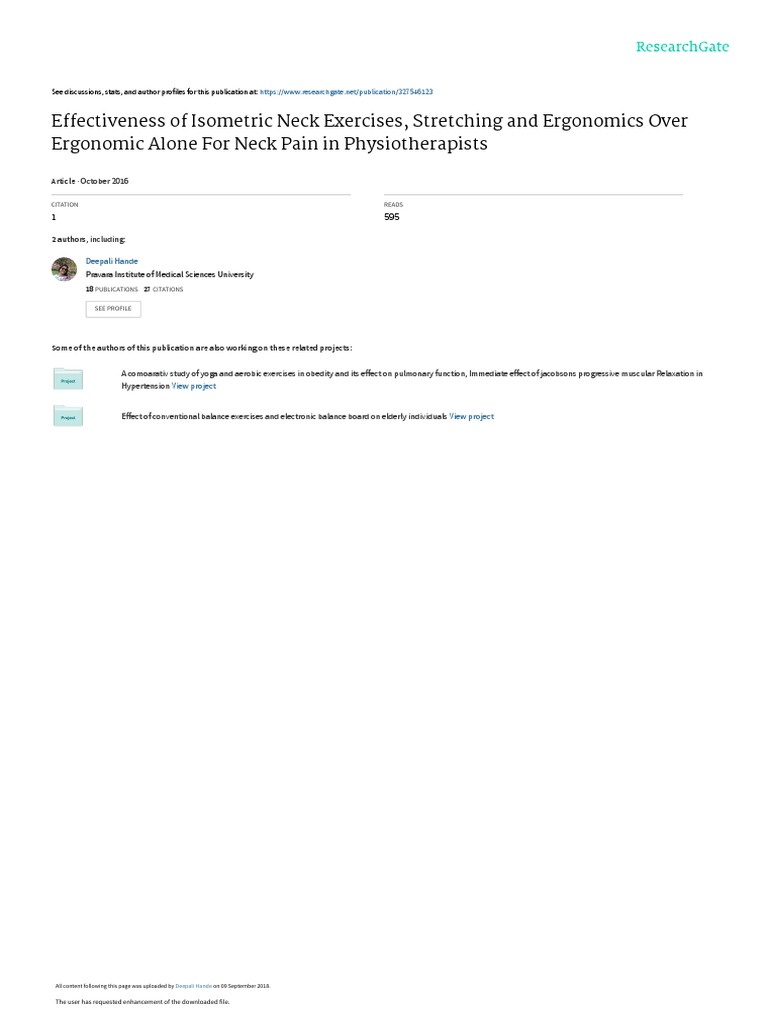 Effectiveness of Isometric Neck Exercises, Stretching and Ergonomics ...