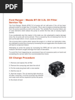 Ford Ranger Maintenance Schedule & Fluids | PDF | Motor Oil | Diesel Engine