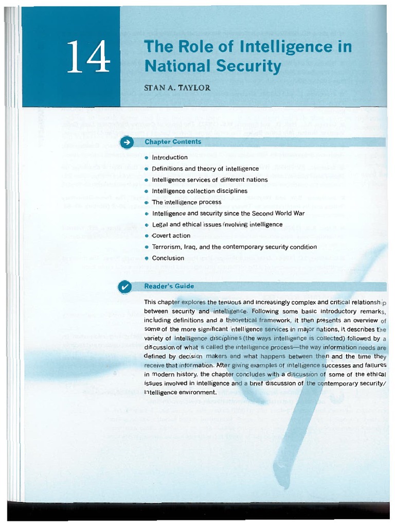 The Role of Intelligence in National Security: Stan A AY O | PDF ...