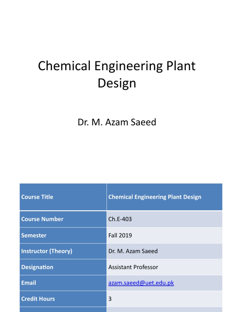 Chemical Engineering Plant Design: Dr. M. Azam Saeed | PDF ...