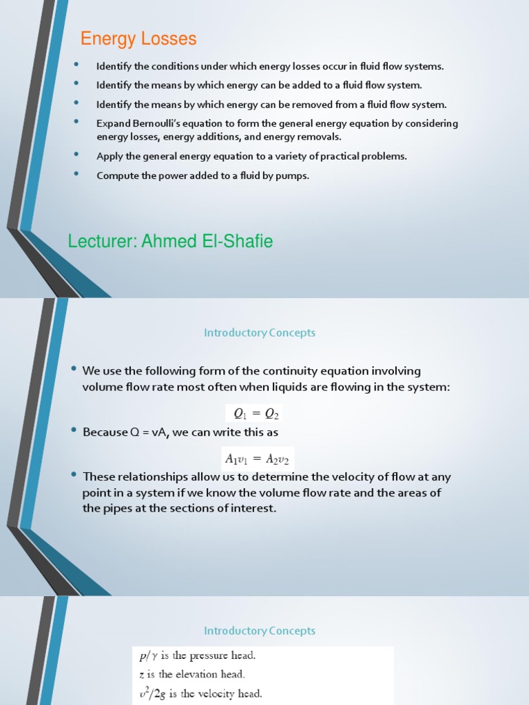 Energy Losses 2018-2019 | PDF | Reynolds Number | Fluid Dynamics