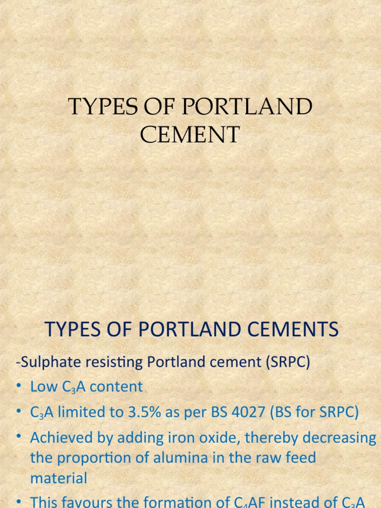 Types of Portland Cement | PDF | Industrial Processes | Concrete