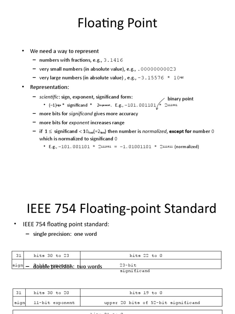 Floating Point: - We Need A Way To Represent | PDF | Applied Mathematics | Computer Science