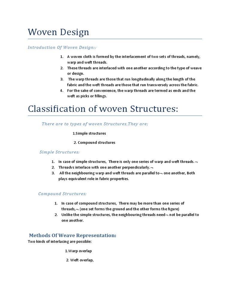Basic Elements of Woven Design 3 | PDF | Weaving | Textiles