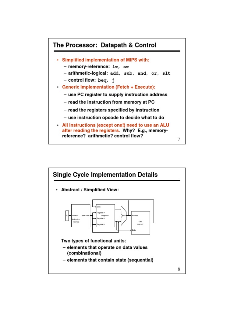 The Processor: Datapath & Control: Simplified Implementation of MIPS With | PDF | Computer ...