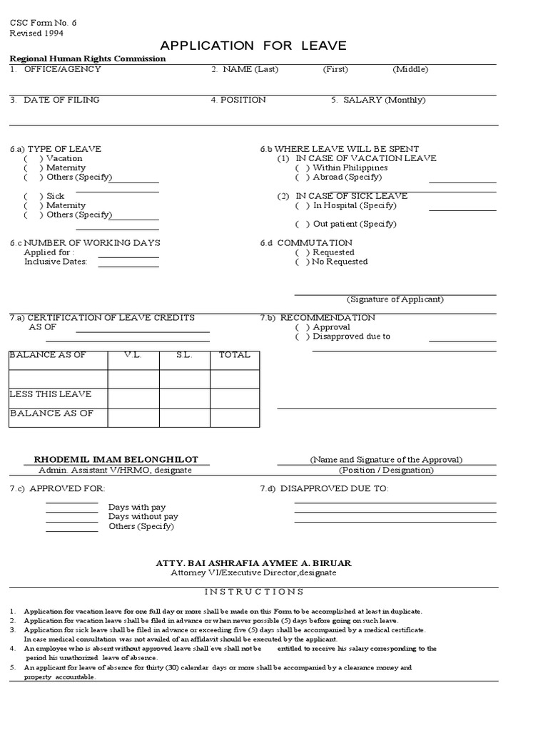 Application Leave Form - Blank | PDF | Government Information | Justice