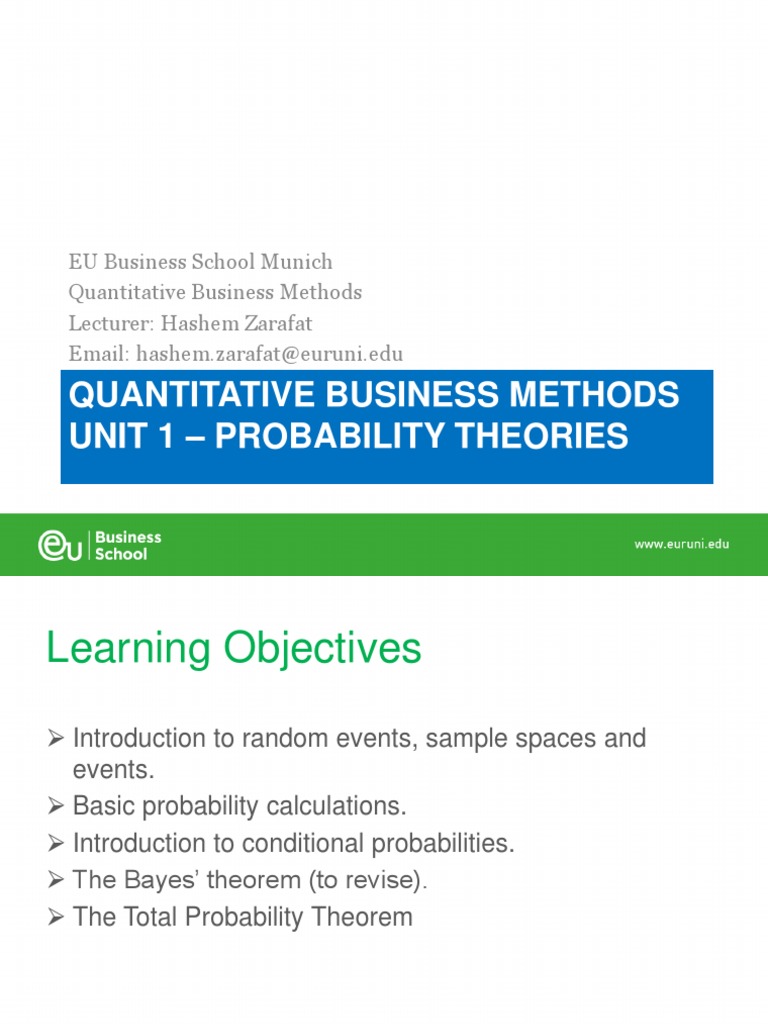 Unit 1 - Probability Theory | PDF | Probability | Randomness