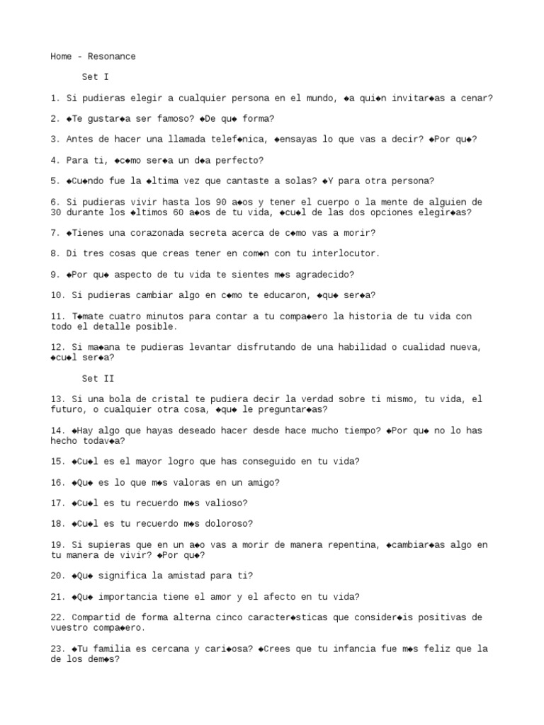 36 Preguntas para Enamorarse | PDF | Ocio