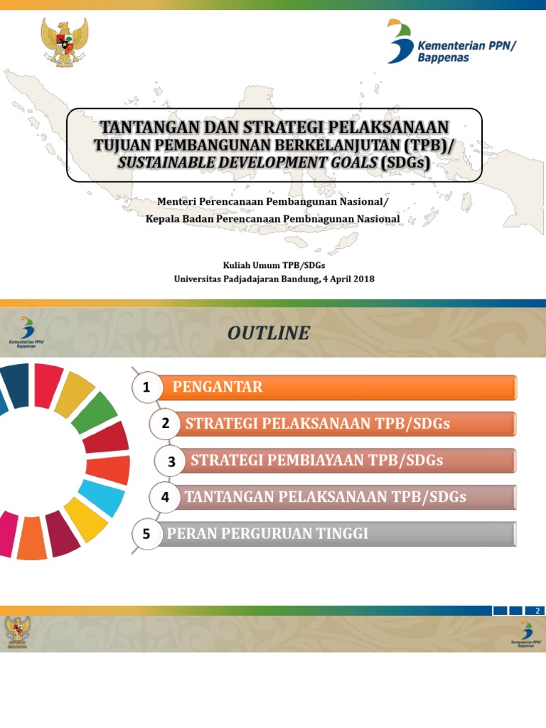 Prof. Bambang Brodjonegoro Tantangan Dan Strategi Pelaksanaan SDGs Di Indonesia PDF | PDF