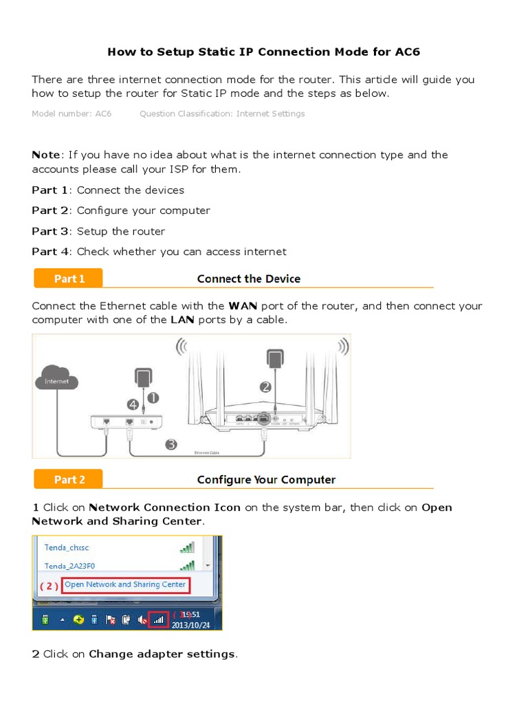 AC6-How To Setup Static IP Mode | PDF