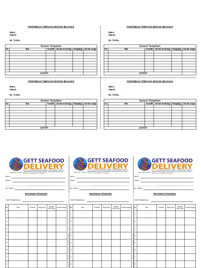 Template Borang Tempahan Barang | PDF