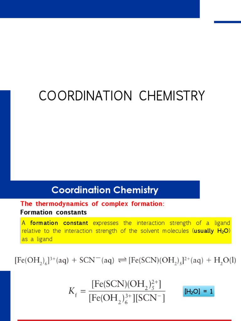 Química de Coordinacion-Termodinámica de La Formación de Complejos PDF | PDF | Coordination ...