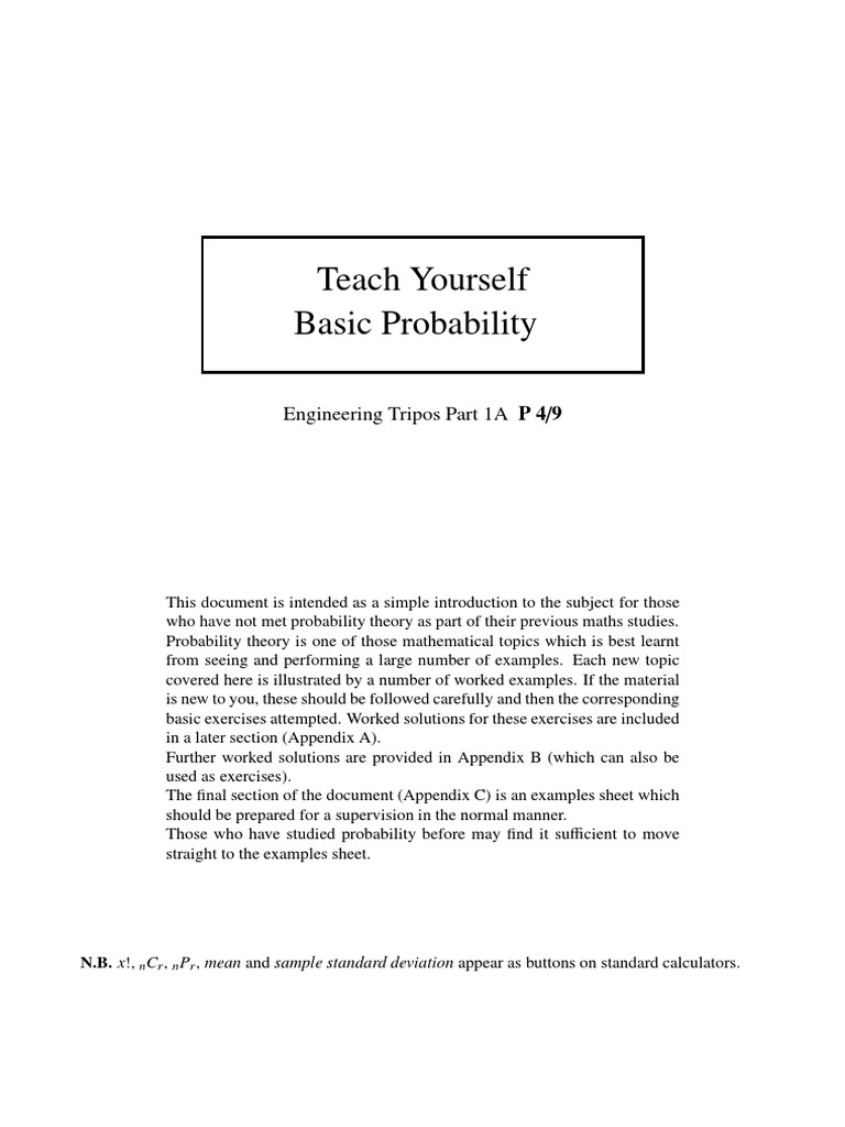 Advanced Probability Examples PDF | PDF | Standard Deviation | Mean