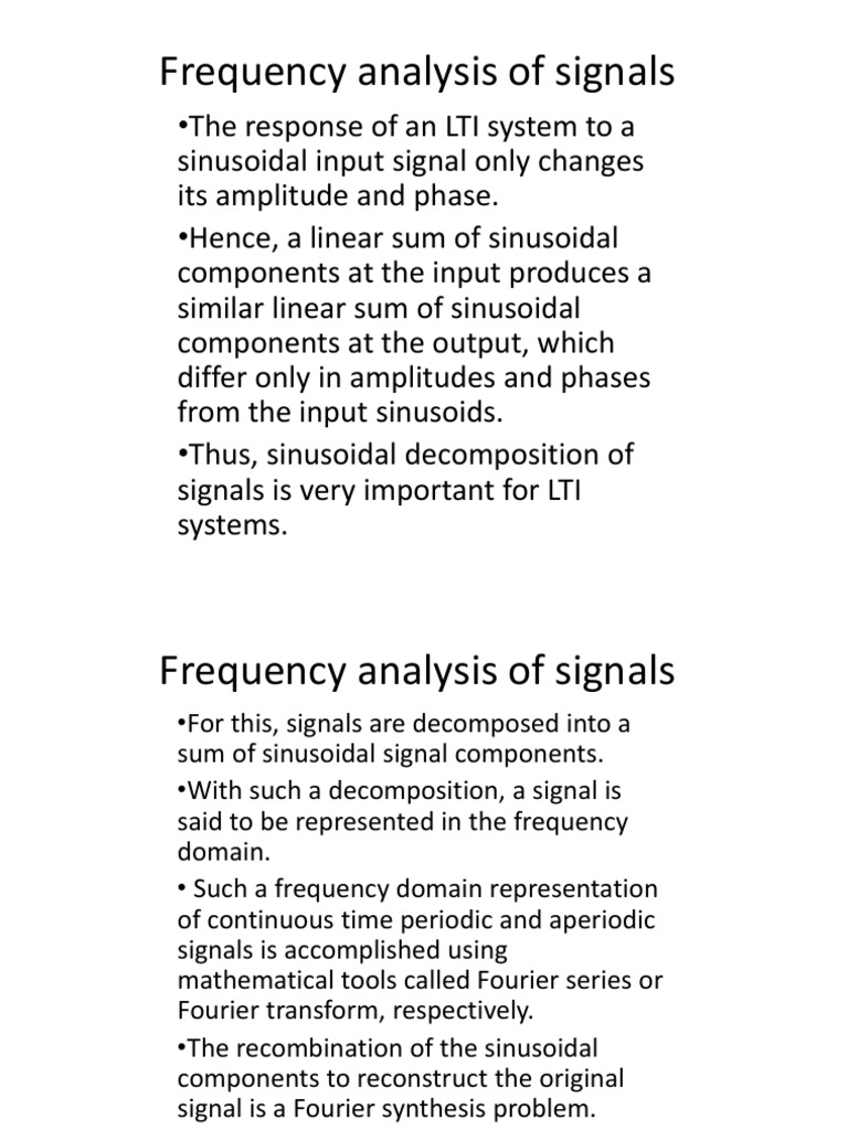 Frequency Analysis of Signals | PDF | Spectral Density | Fourier Analysis