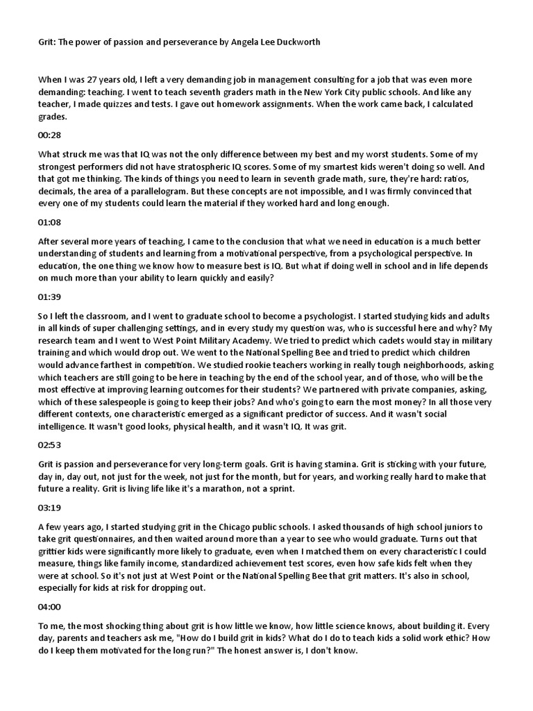 Grit The Power of Passion and Perseverance by Angela Lee Duckworth ...