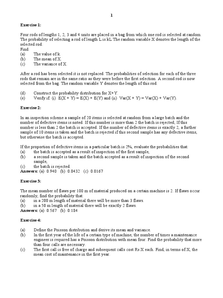 Exercise Sheet01 | PDF | Variance | Mean