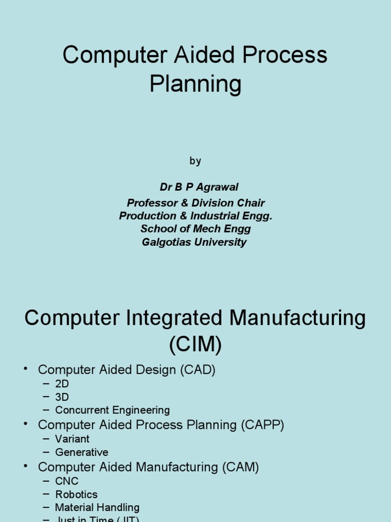 Computer Aided Process Planning | PDF | Computer Aided Design ...
