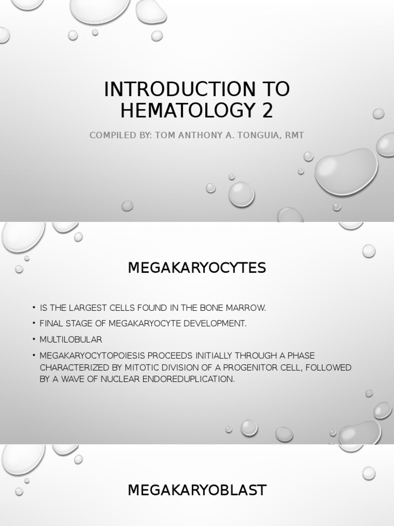Introduction To Hematology 2 | PDF | Platelet | Cell Nucleus