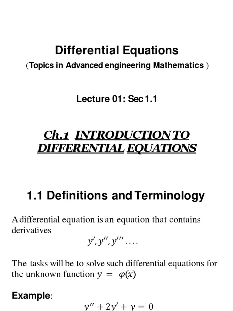 Ch.1 Introduction To Differential Equations | PDF | Differential ...