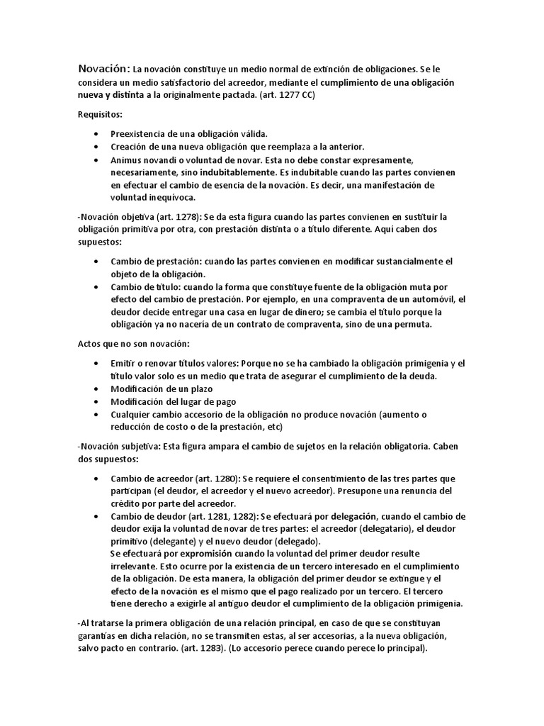 Novación, compensación y transacción | PDF | Pagos | Derecho civil ...