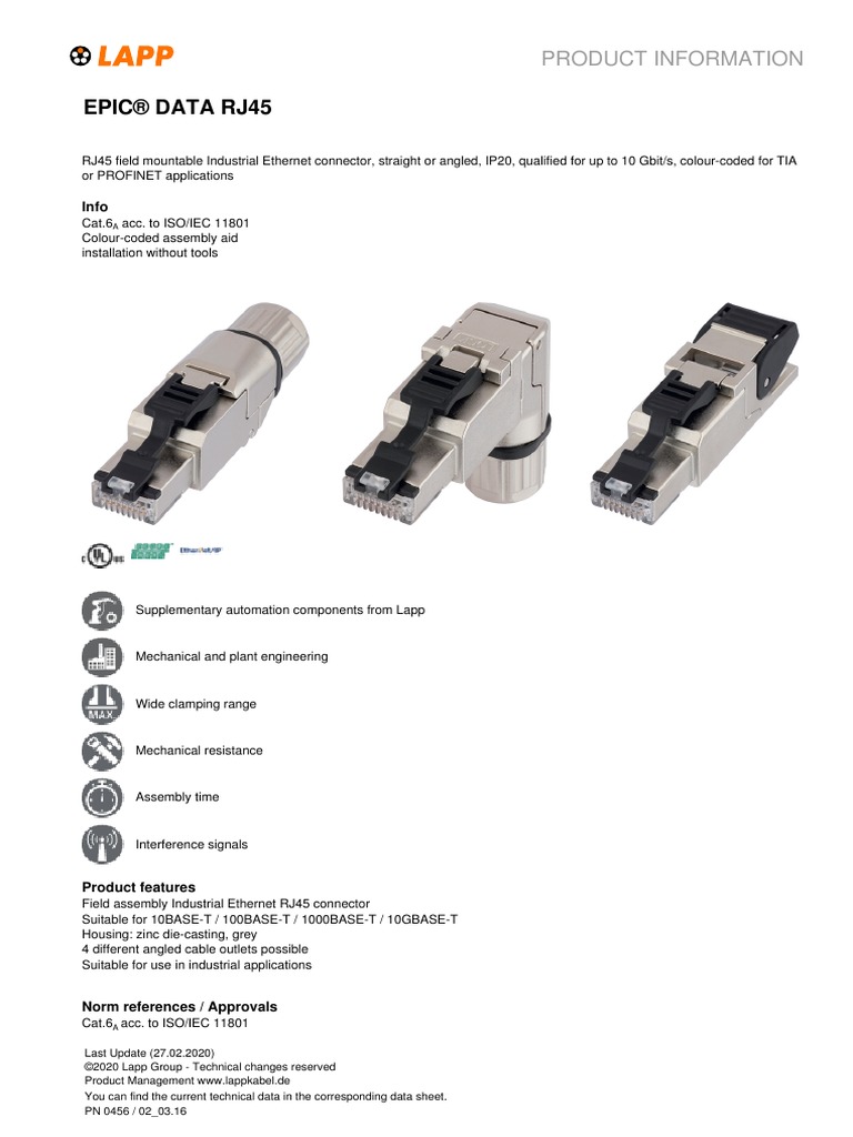 Epic® Data Rj45: Product Information | PDF | Ethernet | Networking ...
