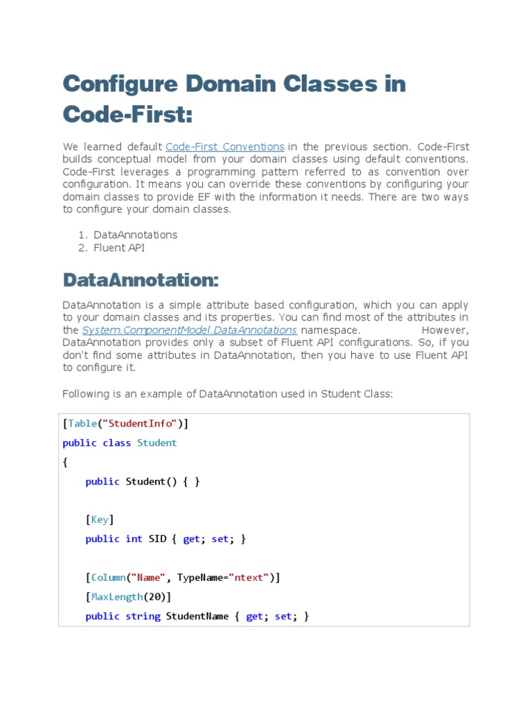6 Configure Domain Classes in Code | PDF