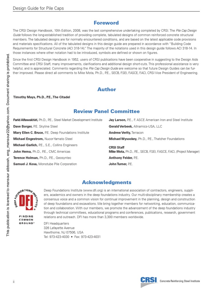 Foreword: Design Guide For Pile Caps | PDF | Deep Foundation ...