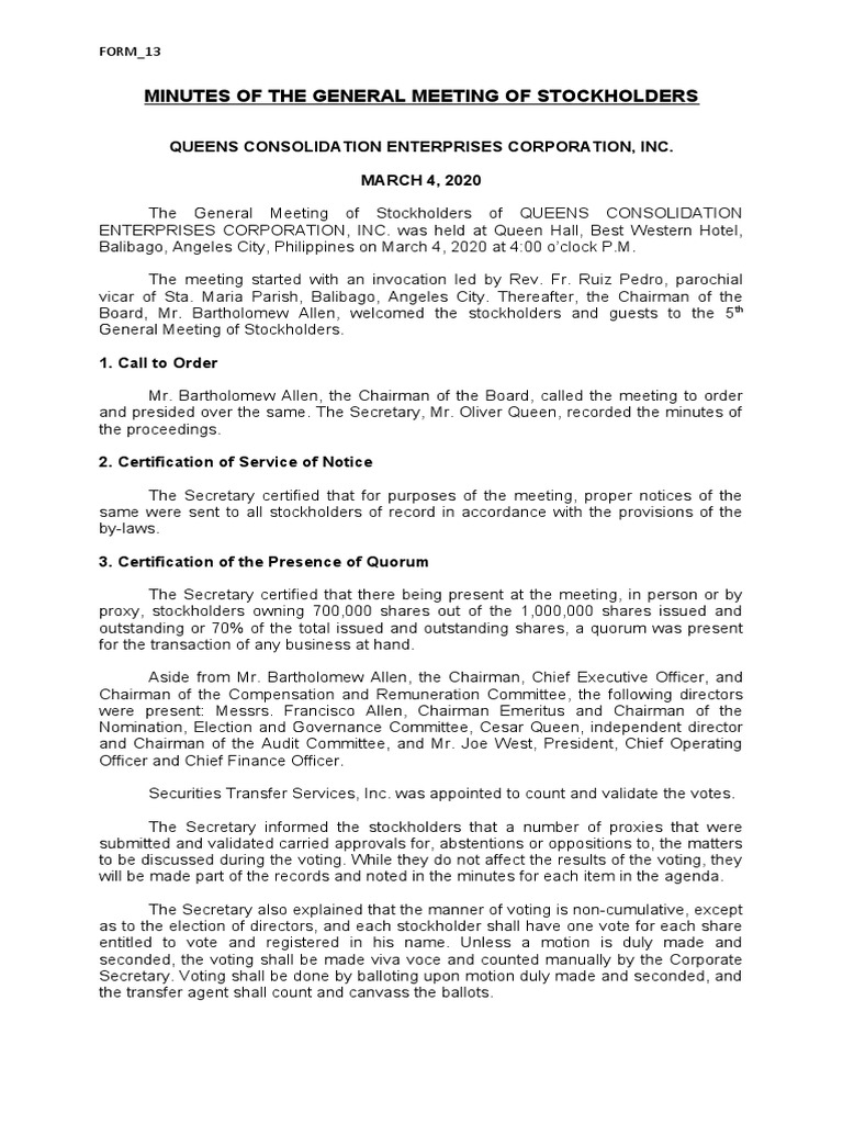 FORM13 | PDF | Proxy Voting | Board Of Directors