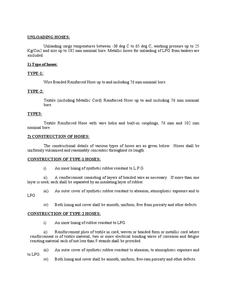 Unloading Hoses | PDF | Wire | Civil Engineering
