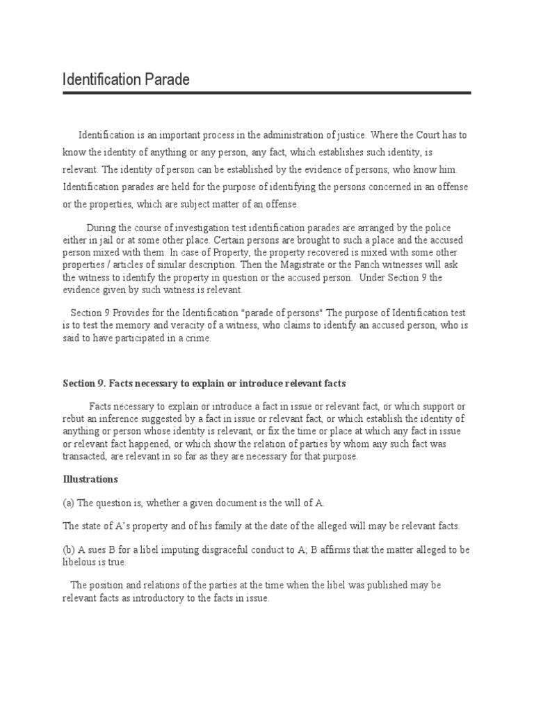 Understanding Identification Parades | PDF | Witness | Defamation
