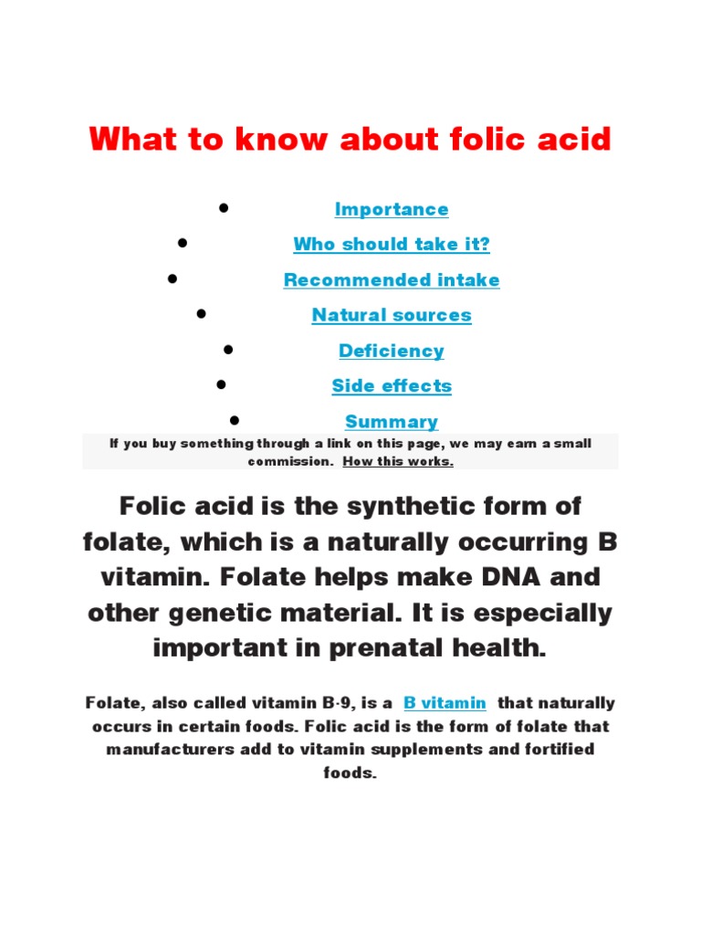 What To Know About Folic Acid | PDF | Rtt | Nutrition