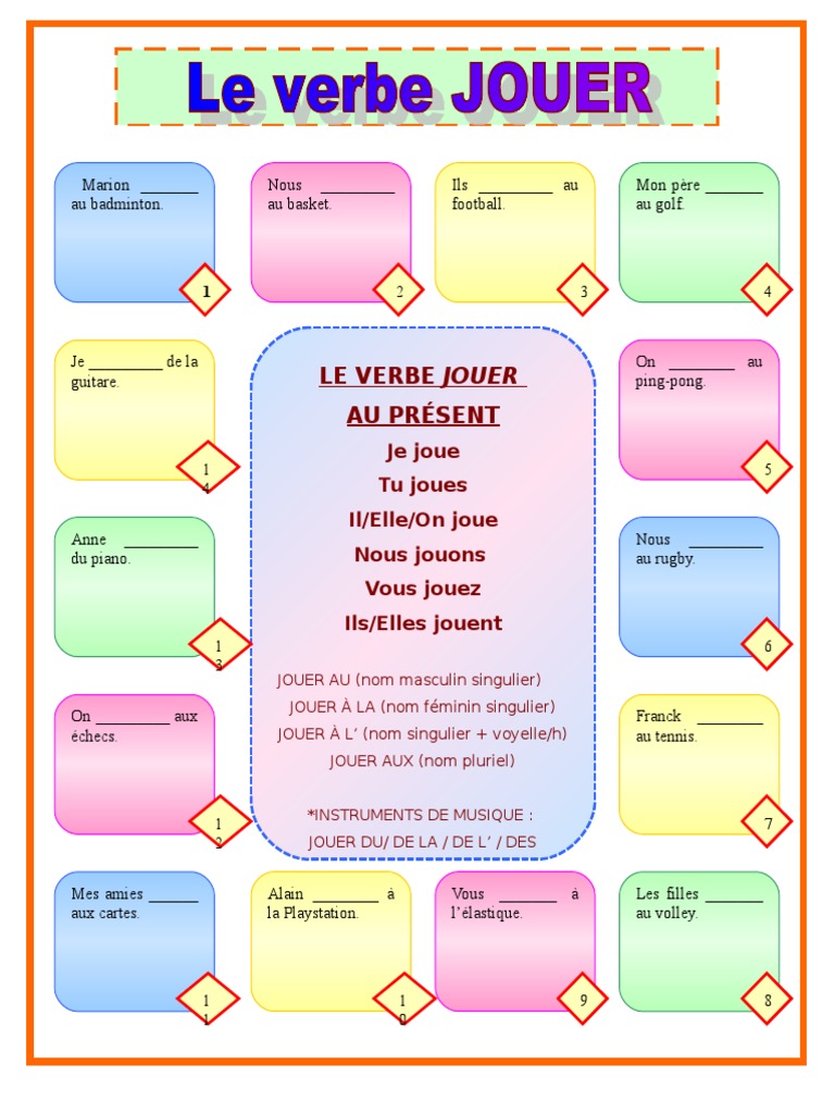 Conjugaison du verbe jouer au présent | PDF